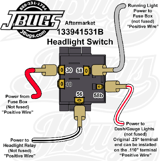 Diagrama de fiação do interruptor universal de farol
