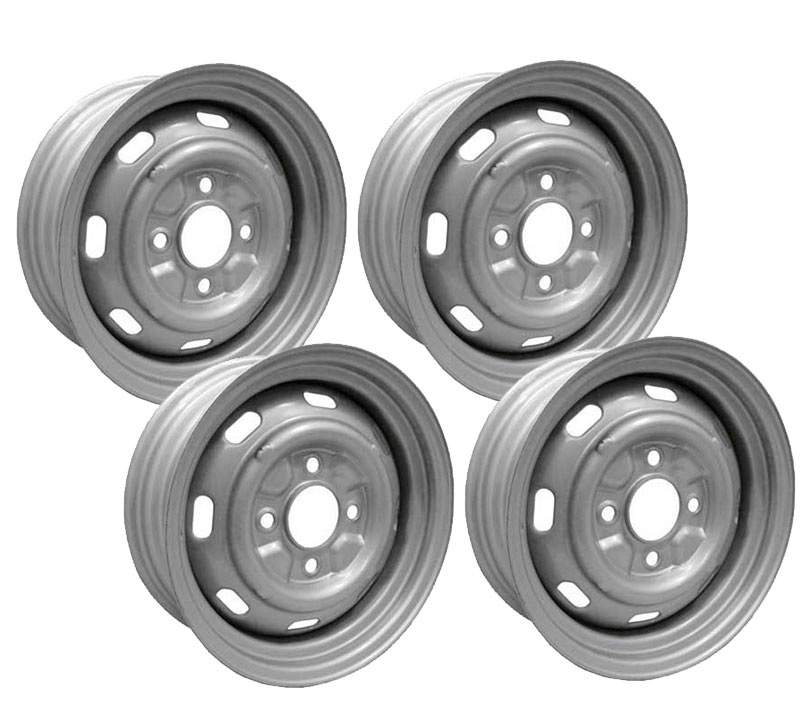 4 Lug VW Wheels, Silver with Slots 4x130 15x4.5" Wide, Set of 4 - 500 ...
