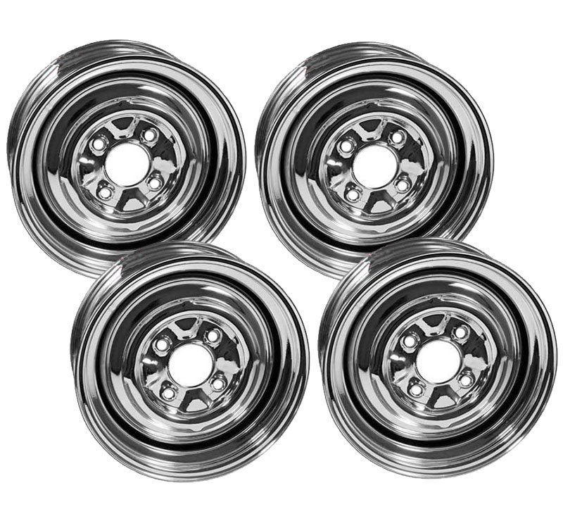 4 Lug VW Wheels, Chrome Smoothie 4x130 15x5.5" Wide, Set of 4: VW Parts ...