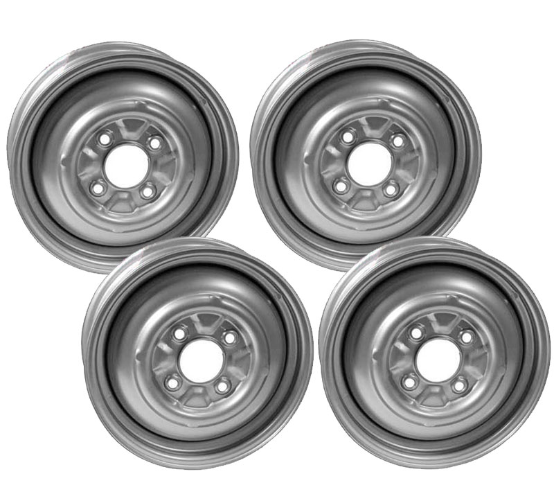 4 Lug VW Wheels, Silver Smoothie 4x130 15x5.5" Wide, Set of 4 - 500 ...