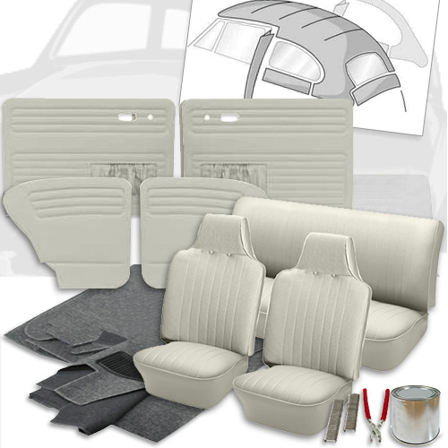 1969 VW Beetle Sedan Basketweave Vinyl Interior Kit - 111-1969-Basket
