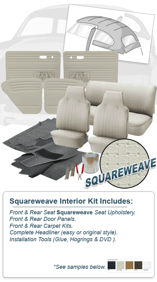 1969 VW Beetle Sedan Squareweave Vinyl Interior Kit - 111-1969-Square