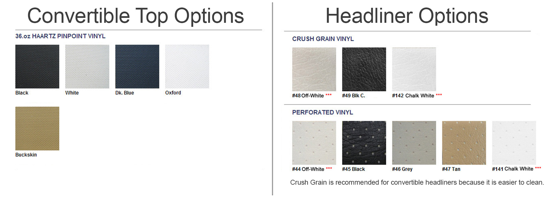 VW Karmann Ghia Convertible Top Kit - Color Pinpoint Vinyl - 143-V-COLORS